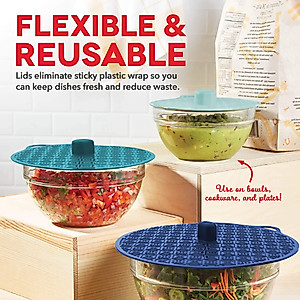 DASH Silicone Lids, 8 inch, 10 inch, 12 inch, Turquoise/Teal/Midnight