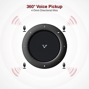 AV Access USB/Bluetooth Speakerphone Full-Duplex Audio, 4 AI Mics Beamforming, 8 Meter 360°Voice Pickup, Loud & Clear, Echo Cancellation, for Skype Zoom Conference Calls