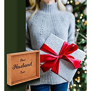 HofferRuffer Faux Leather Jewelry Tray Gifts for Husband, Valet Tray Storage Vanity Tray Desktop Organizer Holder for Storing Jewelry, Keys, Change, Wallet, Phone, Glasses (Best Husband Ever)