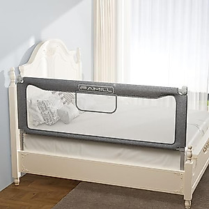 FAMILL Twin Bed Rails for Toddlers, Upgraded No Assembly Foldable Baby Bed Rail Guard, Bed Safety Rails for Children, Toddler Bed Rails for Twin Bed,Bed Safety Rails for Children (Grey, 39", 1 Side)