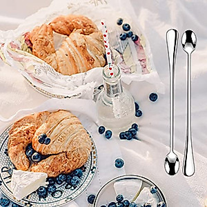 Bonasen 9.4-Inch Long Handle Spoon,Ice Tea Spoons,Stirring Spoons,Coffee Spoon, Stainless Steel Cocktail Spoon,Coffee Bar Accessories Set of 6