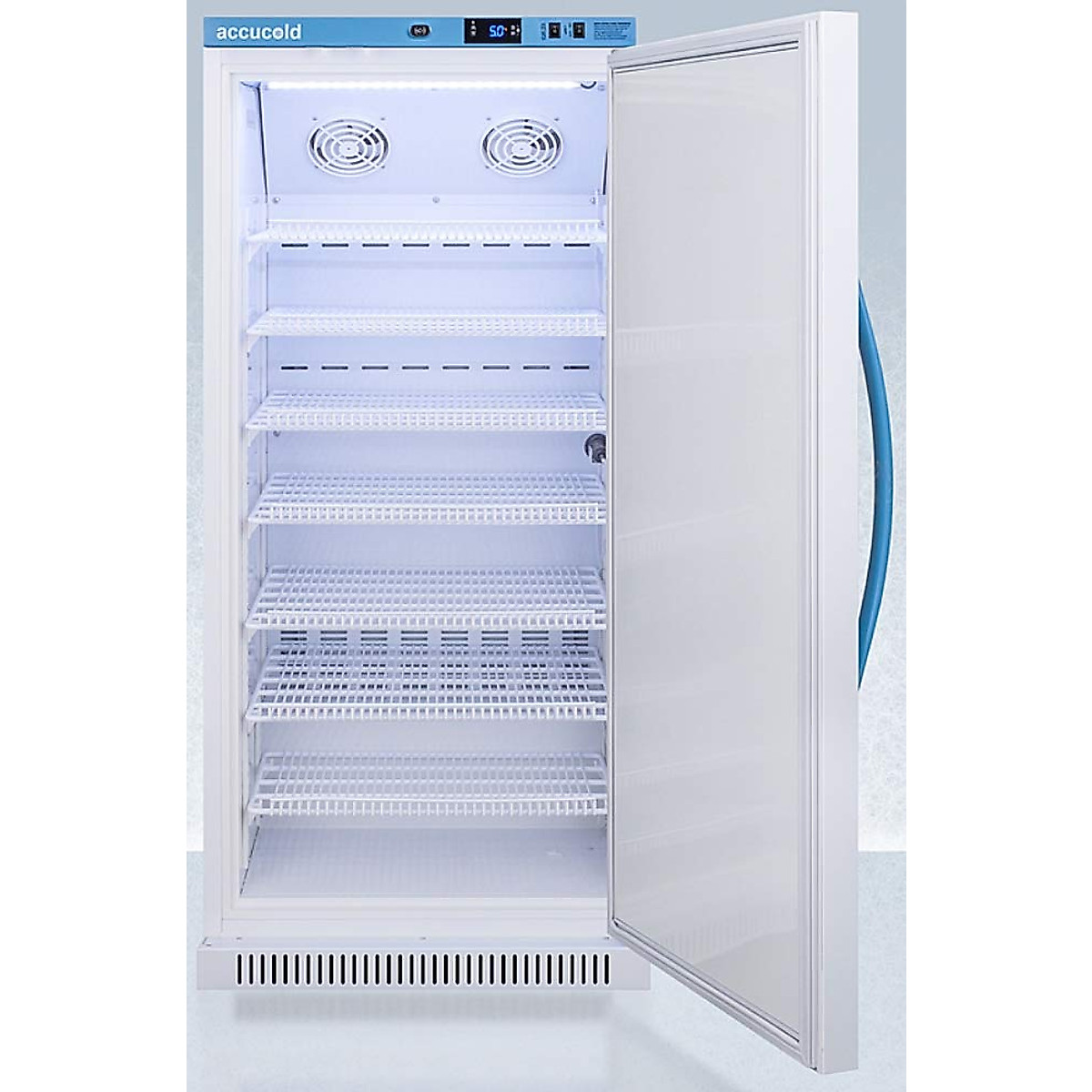 AccuCold ARS8PVDL2B 24 Upright Vaccine Refrigerator with 8 cu. ft. Capacity Plastic-Coated Wire Shelves Temperature Alarm and Factory-Installed Lock in White