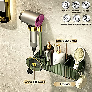 Hands Free Hair Dryer Holder,Hair Tool Storage Organizer Wall Mounted,Blow Dryer Curling Iron Hair Straightener Holder,Hair Styling Suppliers Acessories Organizers for Bathroom Shower Bedroom