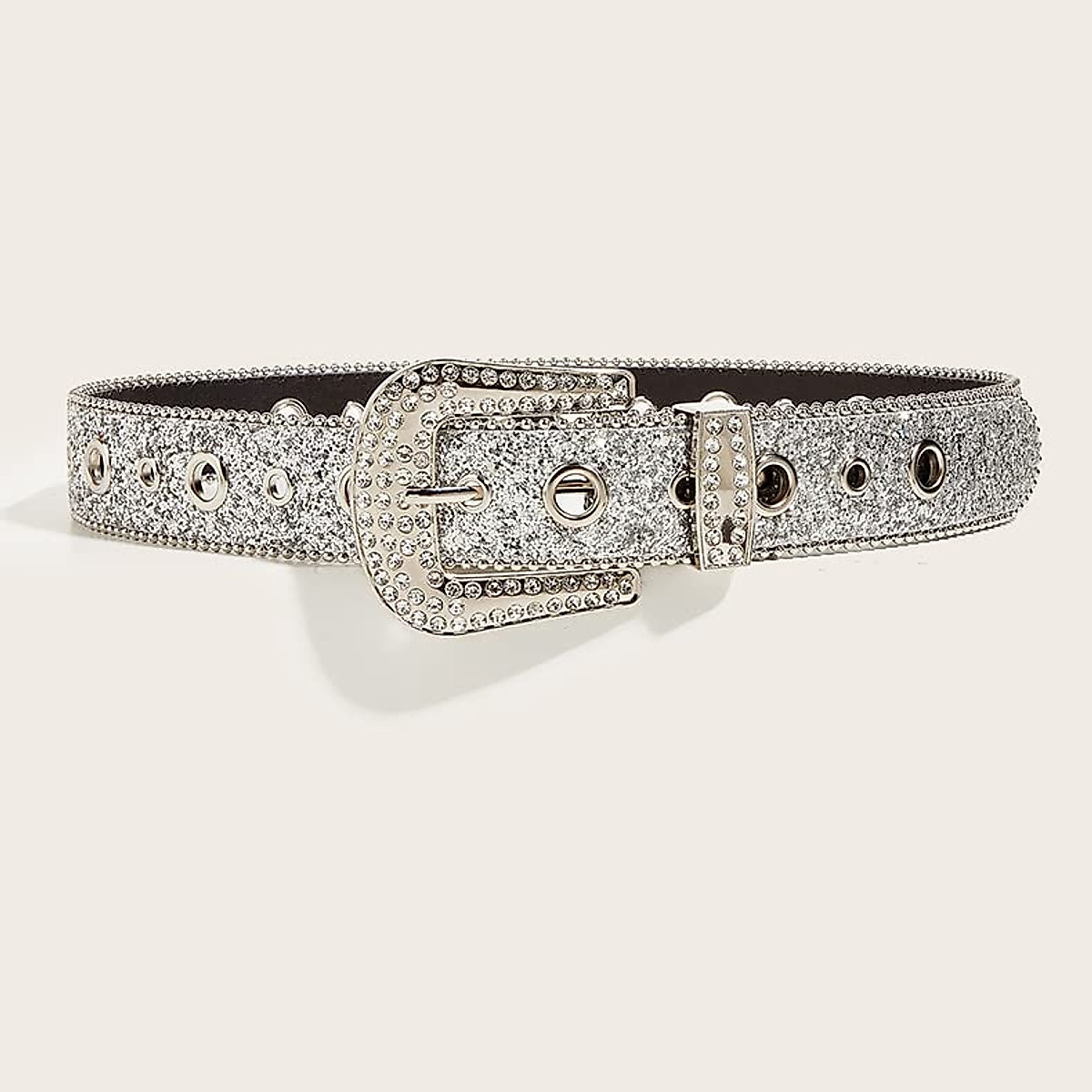 INOGIH Glitter Western Cowboy Style Rhinestone Belt Luxury Bling Bling Diamond Crystal Studded Belts for Jeans Pants Dress