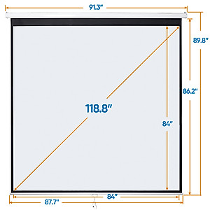 SUPER DEAL 120'' Projector Screen Projection Screen Manual Pull Down HD Screen 1:1 Format for Home Cinema Theater Presentation Education Outdoor Indoor Public Display