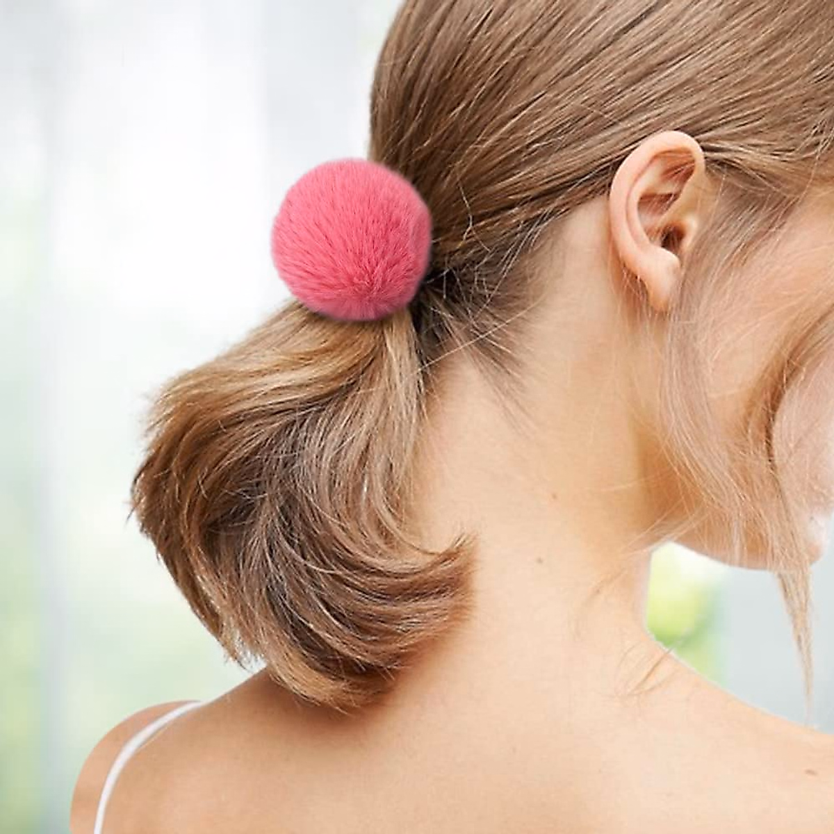 MORGLES Pom Pom Hair Ties, 16pcs Girls Hair Ties Hair Accessories Fluffy Ponytail Holders PomPom Hair Band for Girls Toddlers Pigtail, 2 inch