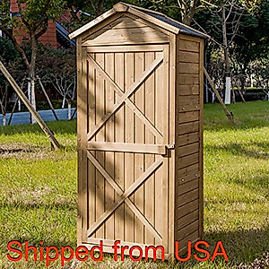 DANGRUUT Outdoor Storage Sheds, Fir Wood Tool Lockers with Workstation, Garden Wooden Arrow Shed, Organizer Cabinet for Backyard，Garden，Patio