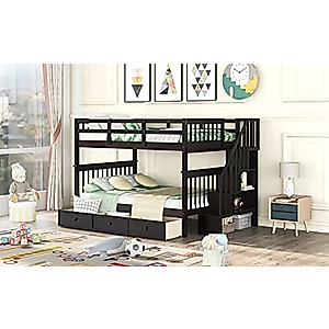 HYC Stairway Bunk Bed with 3 Drawers White