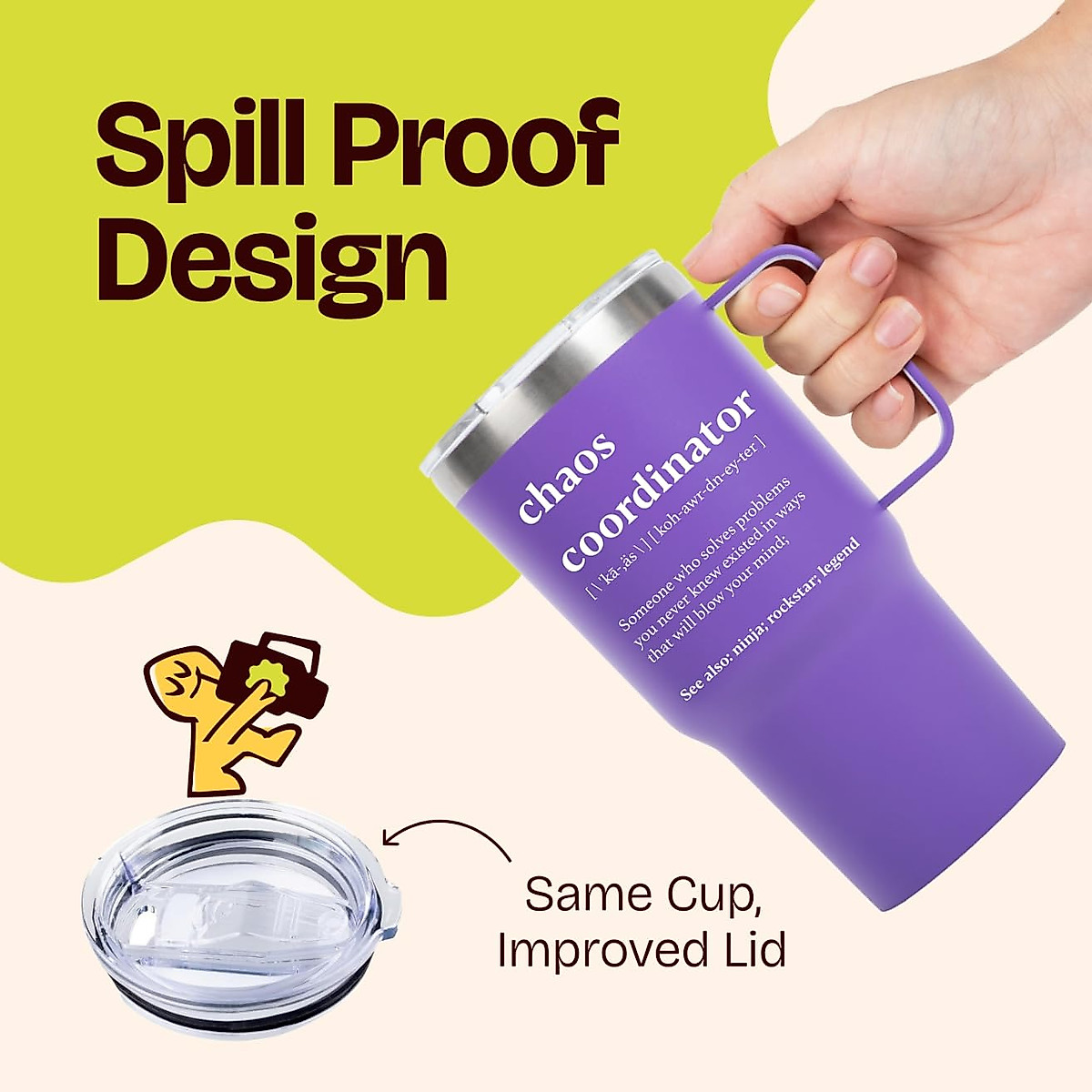 Chaos Coordinator Gifts for Women - Chaos Coordinator Tumbler Mug 20oz with Handle Purple Gifts for Women Boss Lady Gifts for Women Teacher Appreciation Gifts Baskets for Women Nurse Manager Gifts