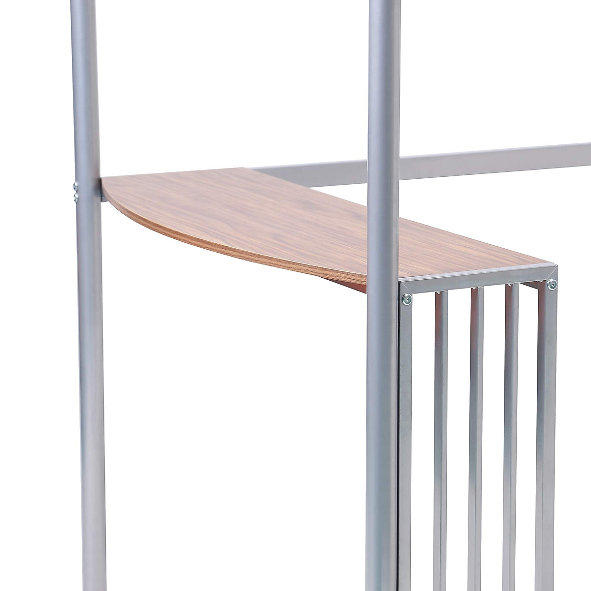 Harper & Bright Designs Twin Over Full Metal Bunk Bed with Desk, L Shaped Bunk Bed with Ladder and Quality Slats for Bedroom- Silver