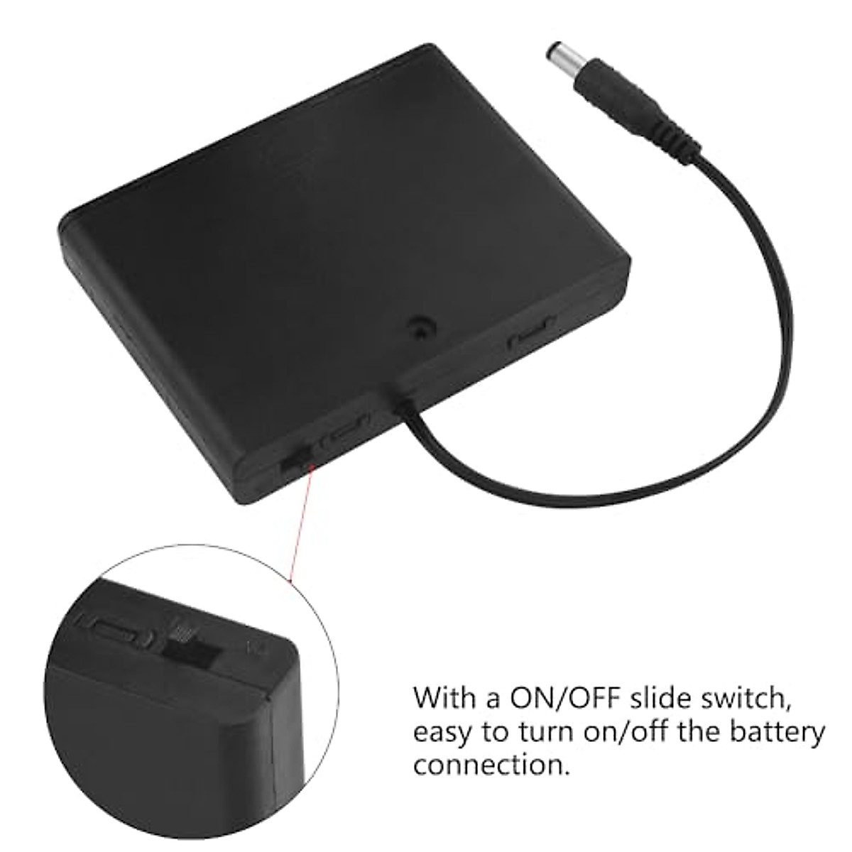 WMYCONGCONG 5 PCS 6x1.5V 9V AA Battery Holder Case Box with 2.1x5.5mm DC Male Connector and On/Off Switch