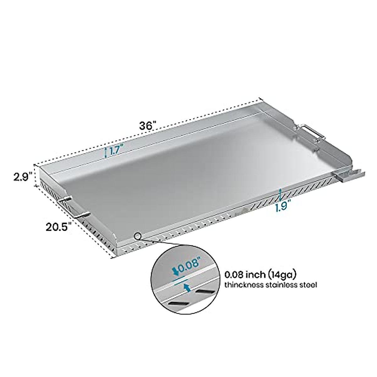 Stanbroil Stainless Steel Flat Top Gas Grill Griddle for Blackstone 4 Burner Propane Fueled Grill Front Grease Management System - 36 Inches