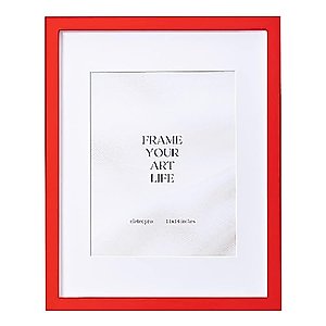 eletecpro 11x14 Picture Frame Made of Solid Wood and HD Glass Colourful Frame Display 8x10 Photo with Mat or 11x14 without Mat Home Decor for Wall and Tabletop Red 1 Pack