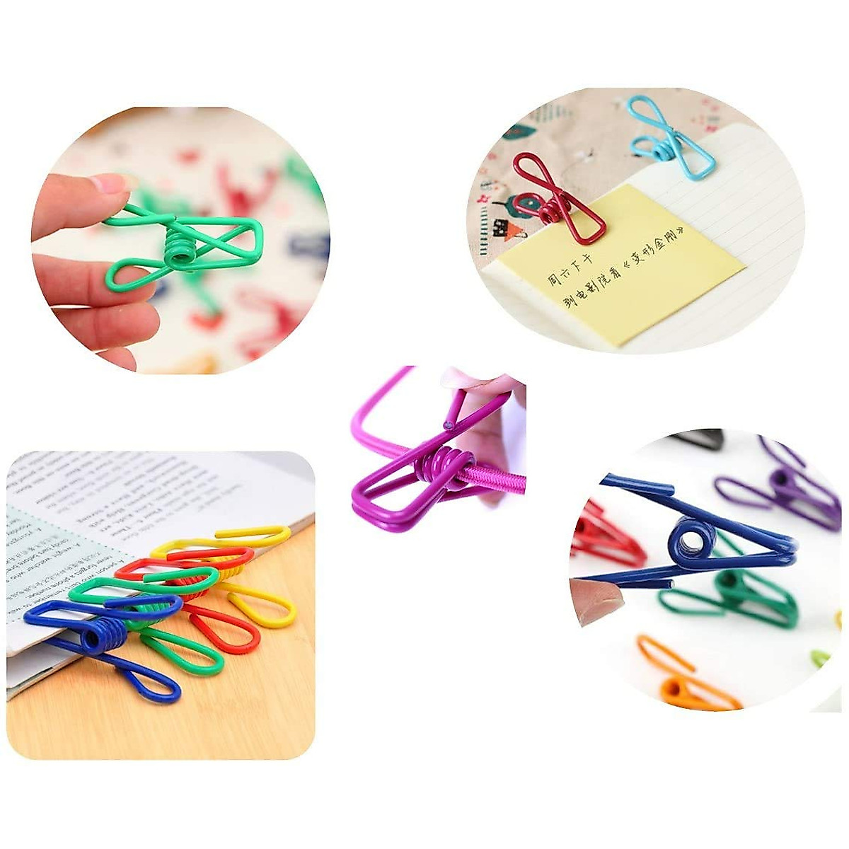 Chip Clips, 20 Pcs 2 Inch 10 Different Random Colors Utility Metal Clips PVC-Coated High Elasticity Good Persistence for Clothespins Paper Clips Food Clips Bag Clips Clothes Pins (Mixed Colors 20pcs)