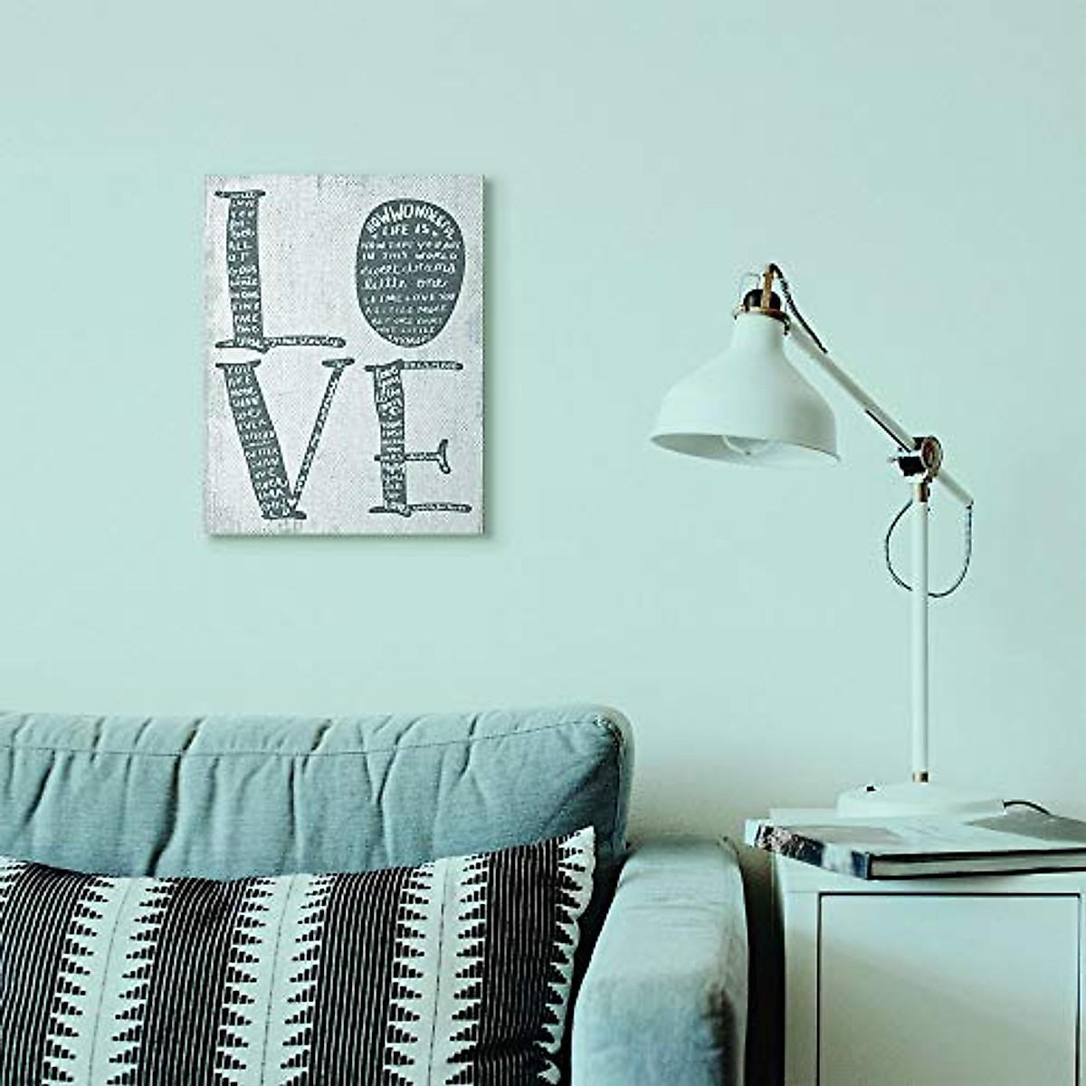 Stupell Industries Love Kids Family Home Paint Texture Neutral Grey Word, Design by Artist Daphne Polselli Wall Art, 16 x 20, Canvas