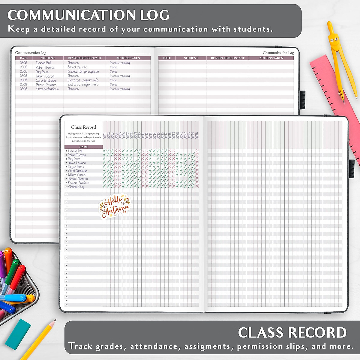 Legend Teacher Planner – Undated Lesson Plan Book for Teachers with Weekly & Monthly Calendars - Classroom Organization & School Year Planner – 8.5”x11.5” Hardcover (Mystic Gray)