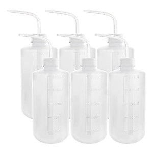 DEPEPE 6pcs 500ml Plastic Safety Wash Bottles Lab Squeeze Bottle LDPE Squirt Bottle Tattoo Bottle with Narrow Mouth and Scale Labels (17oz x 6 Bottles)