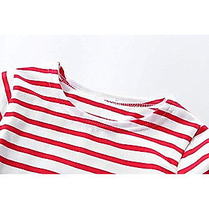 Kids Baby Girl Boy T-Shirt Long Sleeve Stripe Shirts Tops Toddler Fashion Basic Tee Blouses Outfits (Red, 6T)