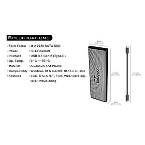 archgon External SSD USB 3.1 Gen.2 Portable Solid State Drive Model C503K (960GB, C503K)