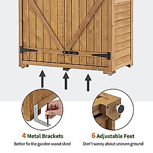 MCombo Outdoor Storage Cabinet, Garden Wood Tool Shed, Outside Wooden Shed Closet with Shelves and Latch for Yard, Patio, Deck and Porch 1000