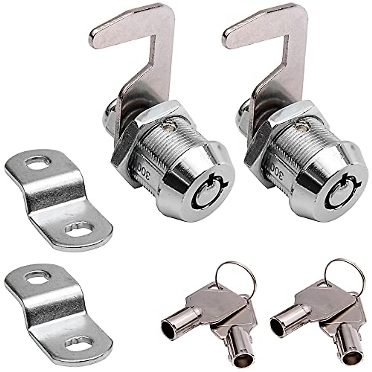 WOOCH Toolbox Lock Tubular Cam Replacement Lock Hook Cam Keyed Alike (5/8 Inch, Chrome Finish, 2 Pack)
