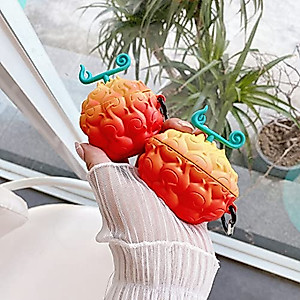 for Airpods pro Case, 3D Anime Cartoon Fashion Design, Cute Funny Cool Soft Silicone, Very Suitable for Men, Women, Old People, Children with Safe and Convenient Keychain (Orange Fruit pro)