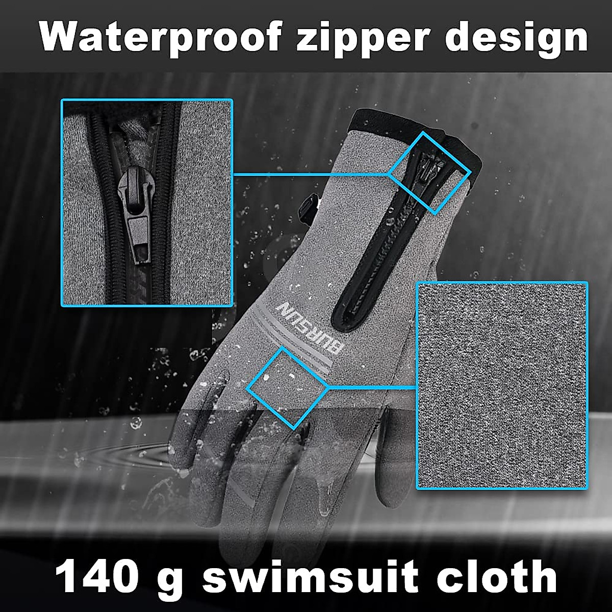 BURSUN Winter Gloves, Windproof Waterproof Warm Touchscreen Gloves Men Women, Outdoor Winter Thermal Gloves for Cycling Riding Running Work