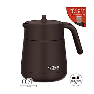 Thermos TTE-700 BW Vacuum Insulated Teapot with Strainer 23.7 fl oz (700 ml), Brown