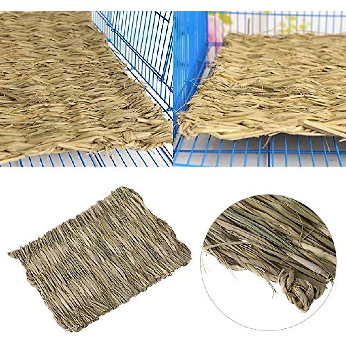Grass Mat for Rabbit Bunny Chew Toys Woven Bed Mat for Guinea Pig Chinchilla Squirrel Hamster Cat Dog and Small Animal (8PCS Grass mat)
