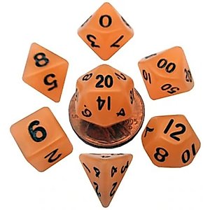 Glow in The Dark Orange 10mm Mini Polyhedral Dice Set