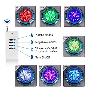 Roleadro Led Underwater Pool Lights, Waterproof IP68 47W RGB Swimming Pool Light Multi Color, 12V AC/DC Led Inground Pool Light Control with Remote Controller （Not Include Transformer- 16ft Cord