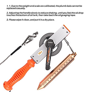 Cekegon Oil Gauging Tape with 560g/20oz Plumb bob, Explosion-Proof Oil Tank Gauging Tapes with Ground Strap, Double Duty Stainless Steel Sounding Tape with Brass Plumb Bob-10M