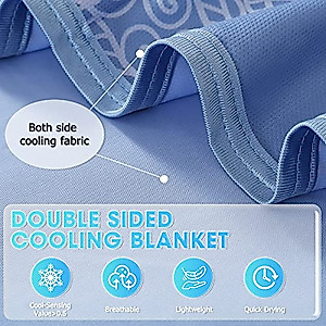 WKBEC Cooling Throw Blanket (60"x80" Twin Size) for Hot Sleepers, Arc-Chill Q-Max >0.5 Cool Fiber,100% Oeko-Tex Certified Lightweight Summer Cool Blanket for Travel/Outdoor Ultra Cold Breathable, Blue