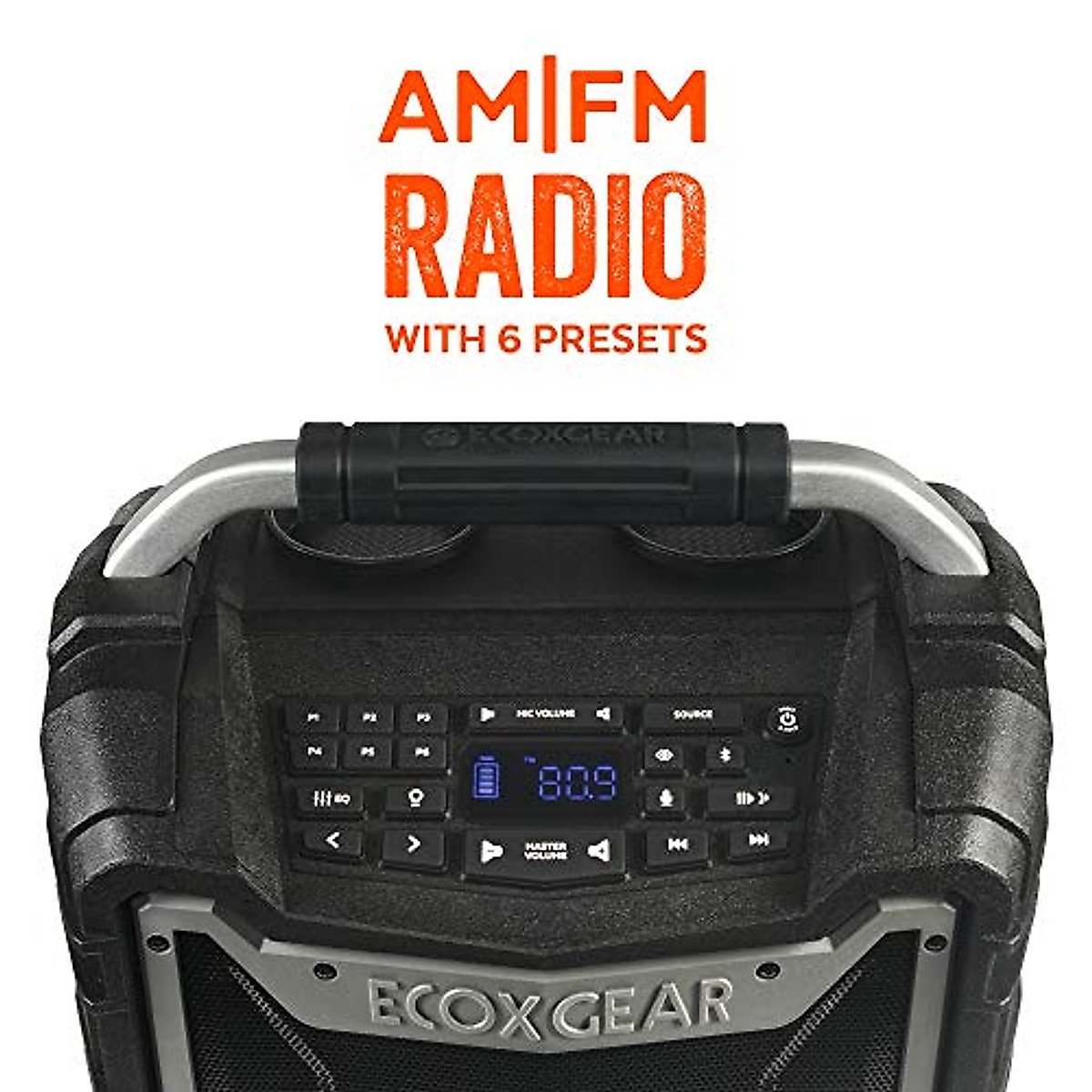 ECOXGEAR EcoTrek GDI-EXTRK210 Rugged Waterproof Floating Portable Bluetooth Wireless 100 Watt Stereo Smart Speaker and PA System (Gray)