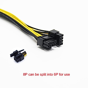 Sruixin Pcie Splitter,GPU VGA 8 Pin to Dual 8 Pin (6+2) Mining Graphics Card Extension Power Cable 9 Inches (6 Pack)