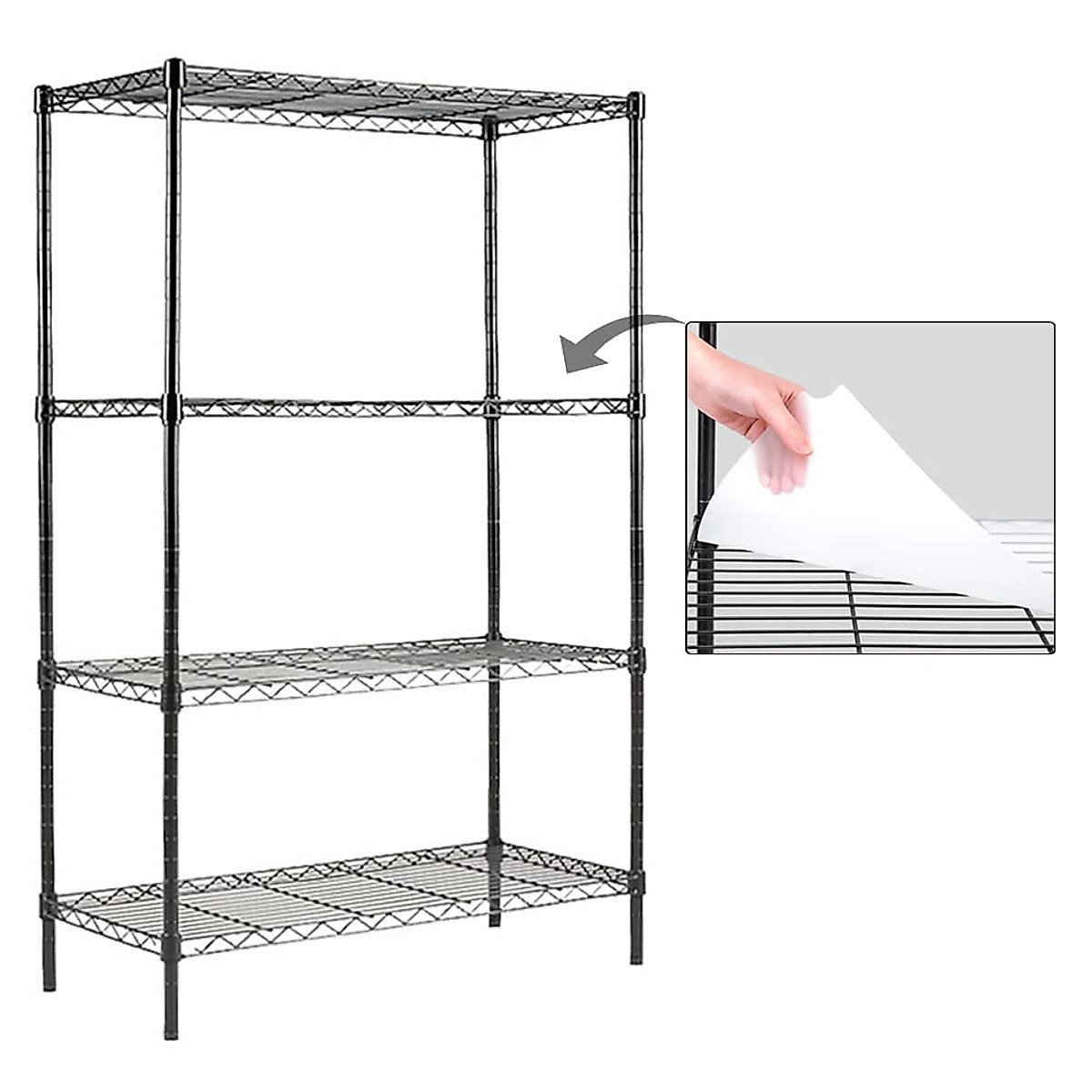 Catalina Creations 4-Shelf Shelving Unit with Shelf Liners Set of 4, Adjustable Rack Unit, Steel Wire Shelves, Shelving Units and Storage Rack for Kitchen and Garage (35.5W X 15.8D X 54H)