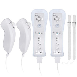 Controller Replacement for Wii Remote Controller, Kicy Wii Remote and Nunchuck Built in 3-axis with Motion Plus, Compatible with Wii/Wii U