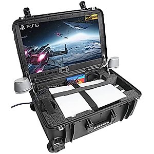 Case Club 4K Gaming Station to Fit PlayStation 5. Comes with Built-in 24" 4K Monitor, Cooling Fans, & Speakers. Fits PS5 (Gen 1 Disc or Digital), Controllers, & Games, (PS5 NOT Included)