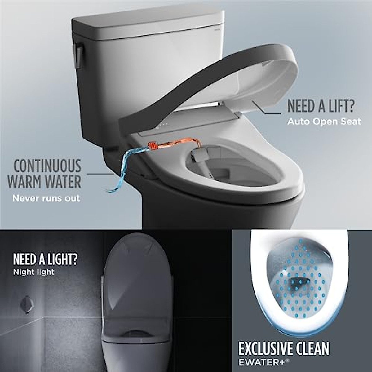 TOTO SW4736AT40#01 WASHLET+ Electronic Bidet Toilet Seat, Elongated, Cotton White