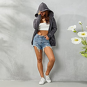 Ailainniyishi Women's Y2K Zip Up Hoodie Vintage Graphic Oversized Aesthetic Sweatshirt Long Sleeve E-Girl 90s Streetwear Jacket Dark Grey