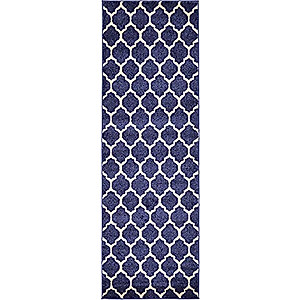 Unique Loom Trellis Collection Modern Morroccan Inspired with Lattice Design Area Rug, Runner 2' 0" x 6' 1", Dark Blue/Navy Blue