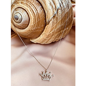 Queen Crown 925 Sterling Silver Pendant Necklace (Sterling Silver)