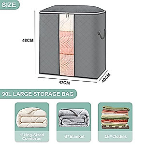 Ceither Large Storage Bag, 4 Pack Collapsible Storage Bins Organizer For Clothes Blankets Durable Fabric Smooth Zips Reinforced Handles, Visible Window Breathable Storage Box (vertical)