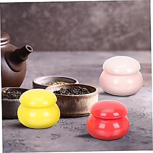 SHOWERORO 5pcs Mini Tea Cans Food Container Ceramic Storage Cans Ceramic Cookie Jar Storage Jars Ceramic Balm Jar Wooden Chanukah Ceramics Powder Decorative Jar