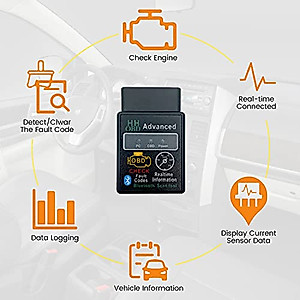 Car HH OBD Advanced OBD2 Bluetooth Scanner Read and Erase Car Fault Code Engine Light Scanner Code Reader for Andriod Pc iOS