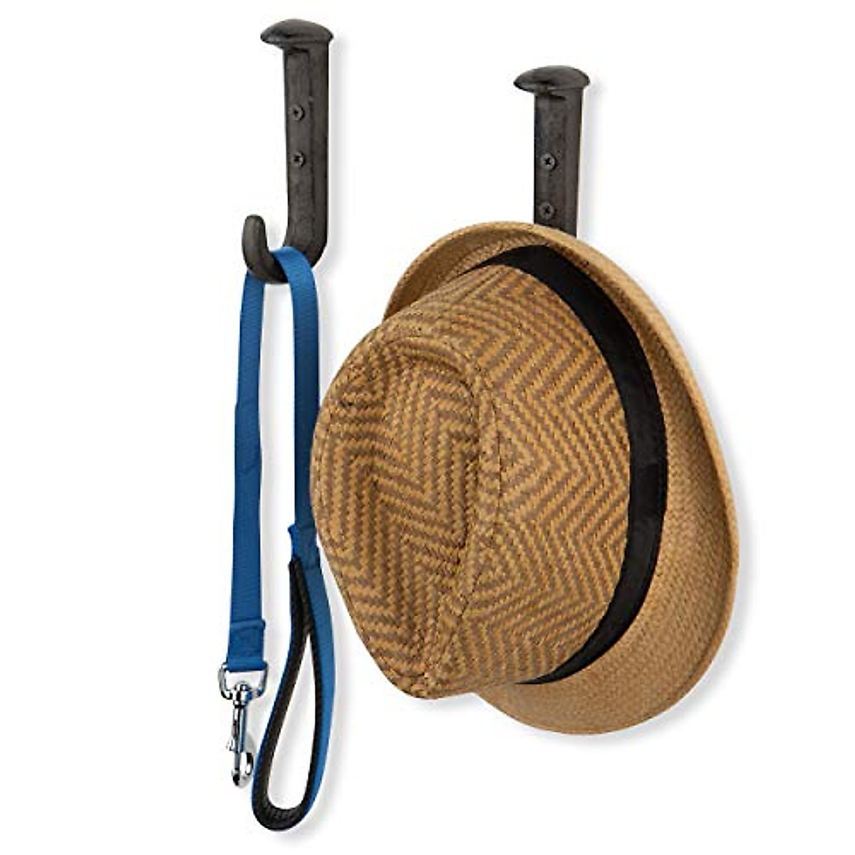 Rustic State Piston Wall Mount Cast Iron Hooks Coat Towel Bag Hat Hanger Multiuse Entryway Railroad Spike Rack Black Set of 2