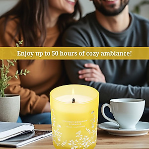 Coconut Mandarin and Vanilla Wood Wick Scented Candle | Big Candle for Home Decor 10.6 oz Scented Soy Candle, Relaxing Candles for Women and Men, Aromatherapy Candle Gift