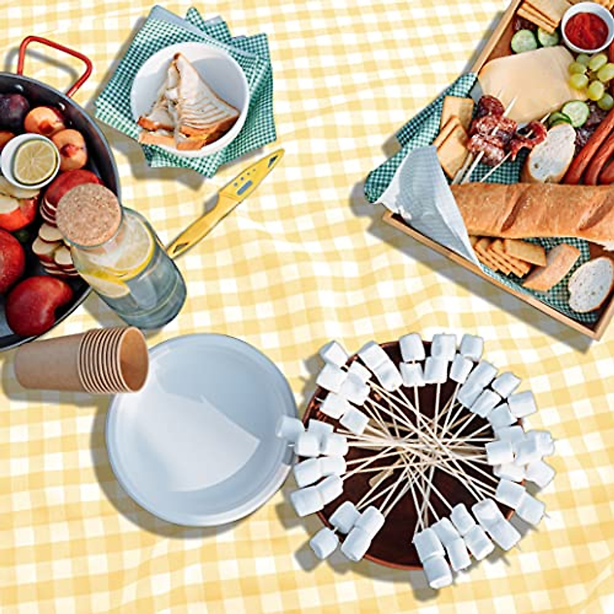 Buffelo Check Table Cloth Check Tablecloth Linen Buffalo Check Tablecloth Rustic Tablecloth (54*54", Yellow and White)