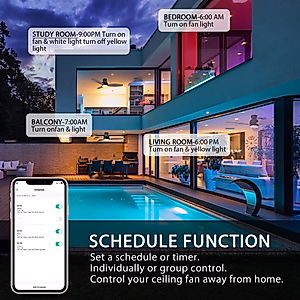 CEME 52" Black Smart Flush Mount Ceiling Fan with Lights, 10 Speeds, 3 Dimmable Light Colors, Alexa & Siri Compatible