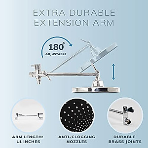 Veken 12 Inch Rain Shower Head with 5 Settings High Pressure Handheld Spray, Rainfall Shower Head with Adjustable Extension Arm, Chrome Dual Shower Head and Handheld Shower Head Combo with 70” Hose.